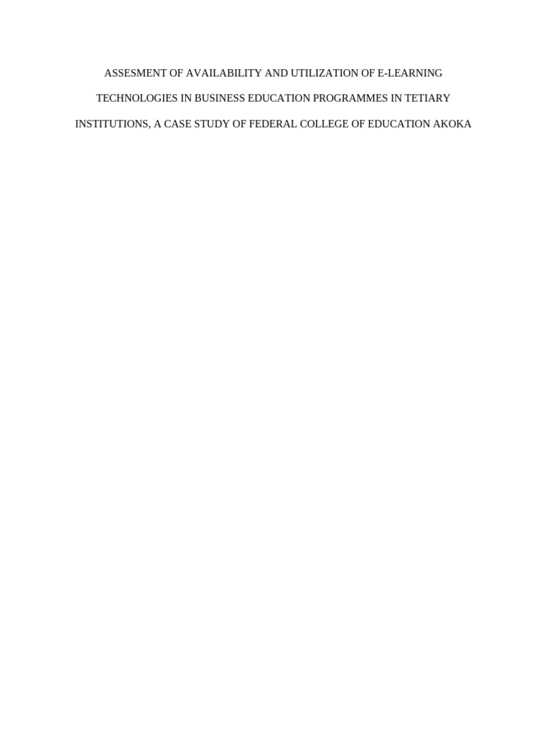 Assesment of Availability and Utilization of E-Learning Technologies in Business Education ...