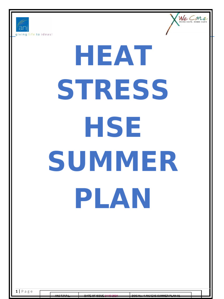 Heat Stress HSE Summer Plan | PDF