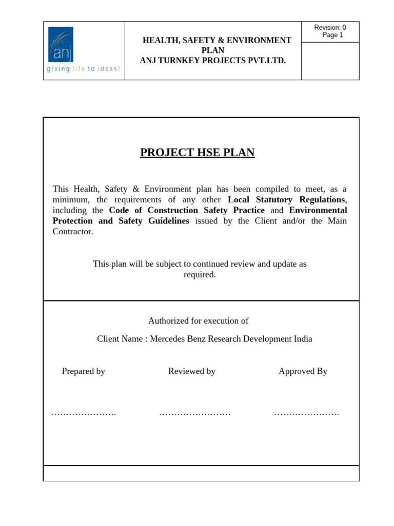 Rbi Iftas Anj - Hse Plan | PDF | Waste | Occupational Safety And Health