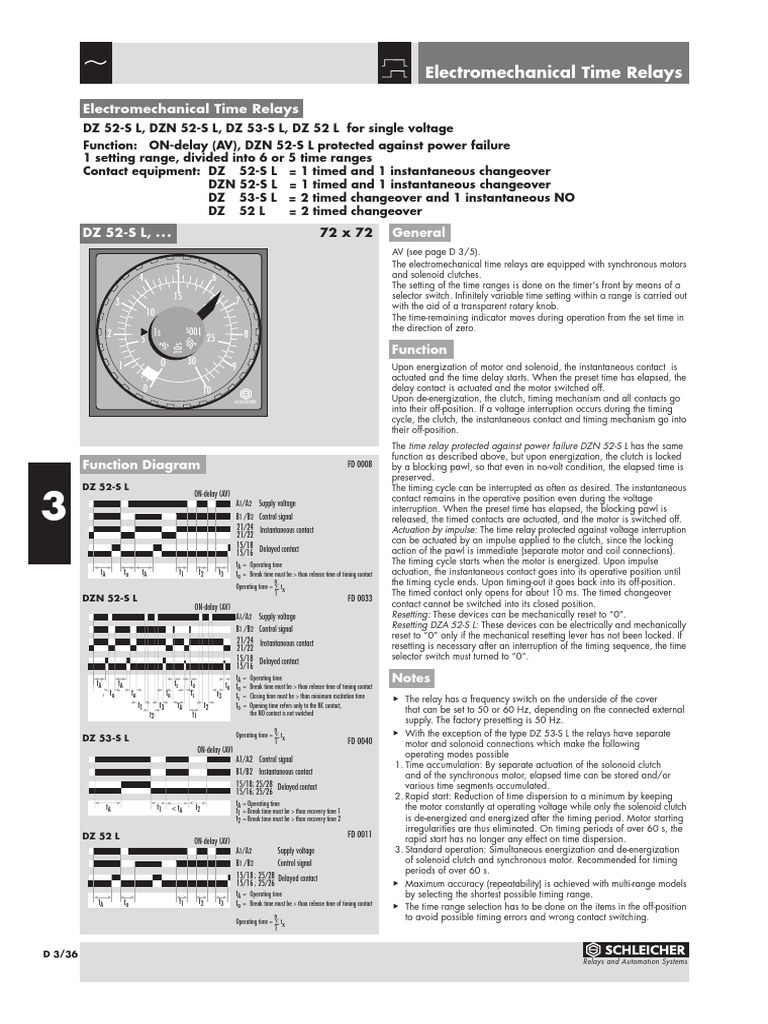 Schleicher, Electromechanical Time Relays | PDF