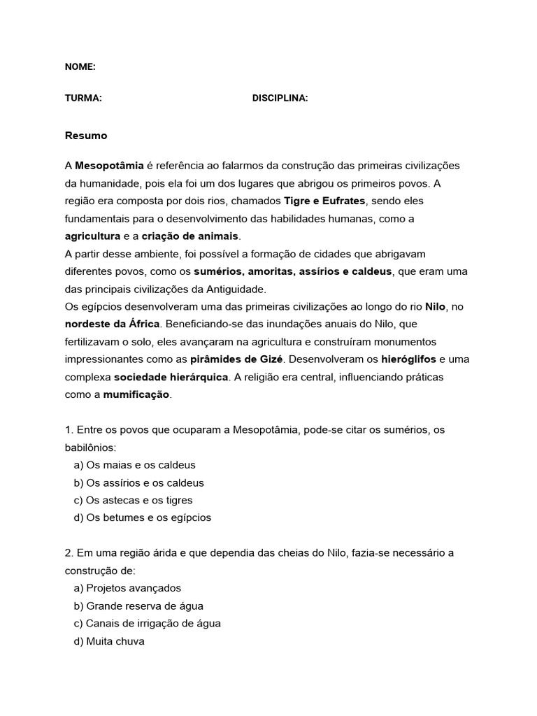 Exercícios 1 Ano Pdf