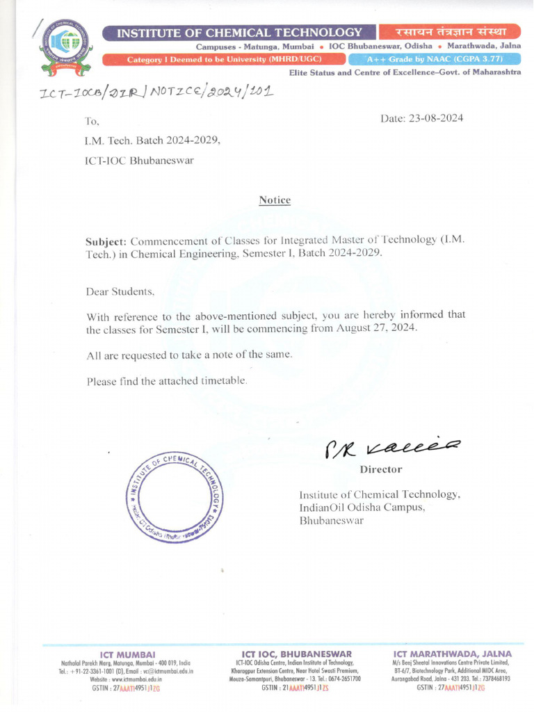 I. M. Tech. Notice-101 | PDF