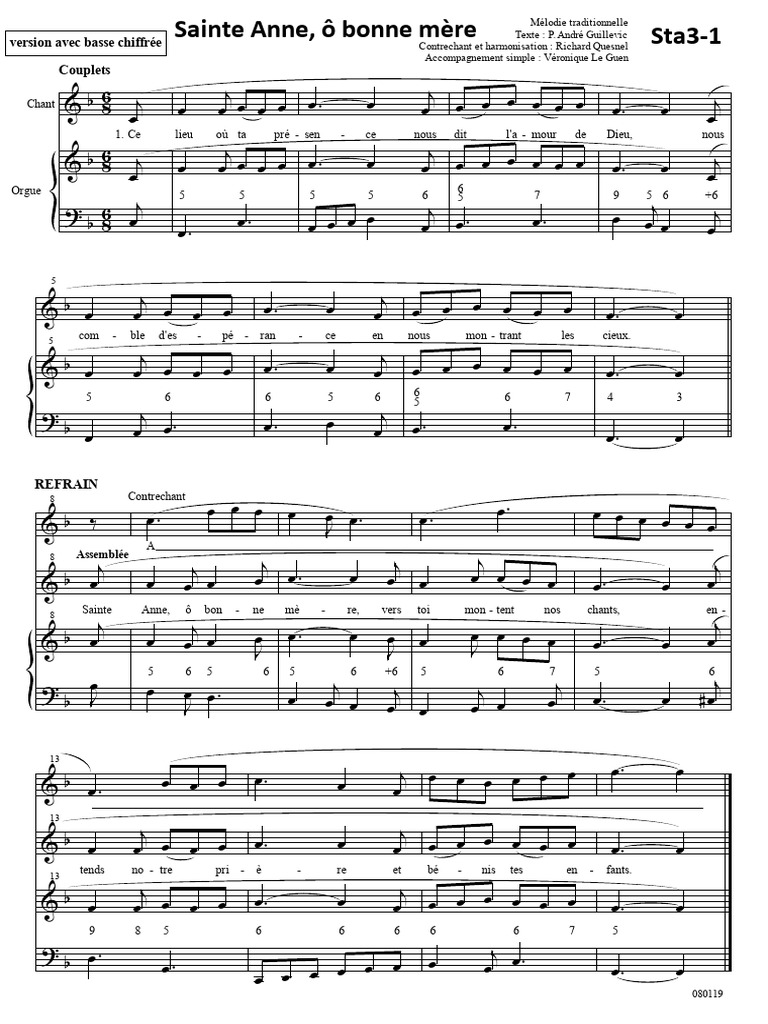Chant Sainte Anne, ô bonne mère | PDF | Liturgie et culte chrétien