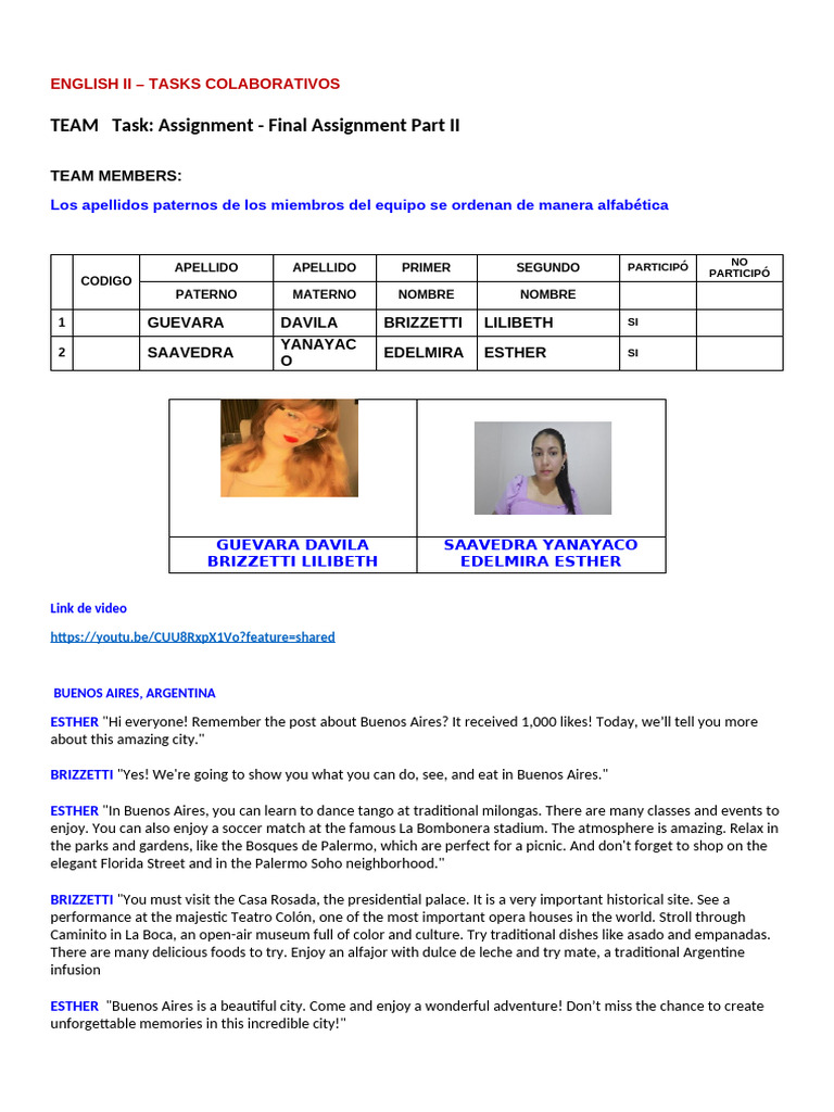 TEAM Task Assignment Final Assignment Part II | PDF