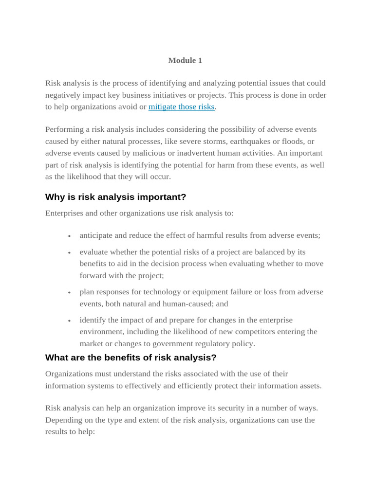 Why Is Risk Analysis Important?: Mitigate Those Risks | PDF