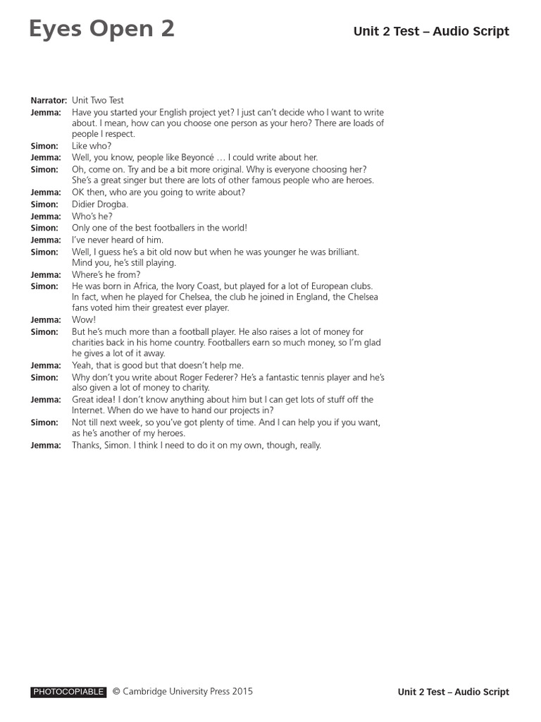 Unit 2 - Test Audio Script | PDF