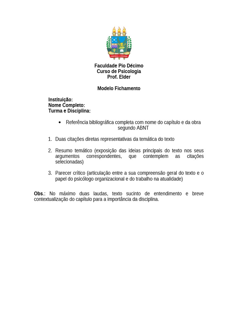 Modelo Ficha Temática | PDF