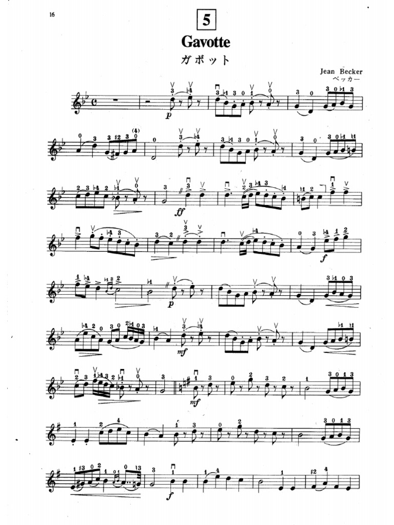 Suzuki Book 3 Violin Gavotte by J Becker | PDF