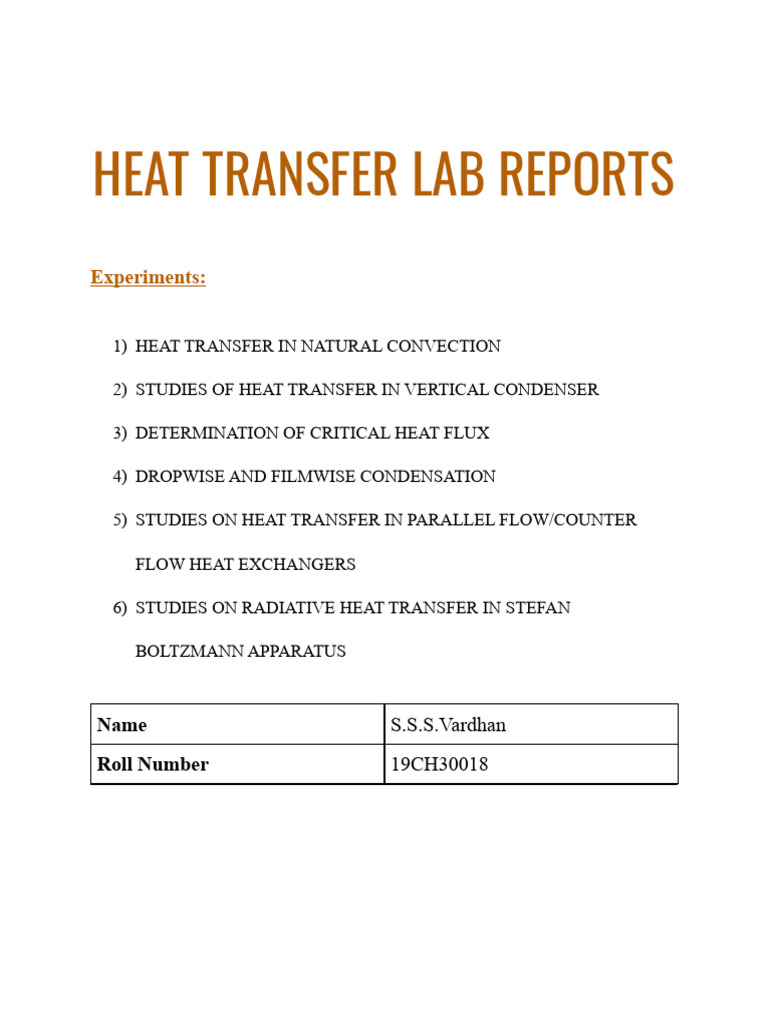 19CH30018 - Heat Transfer - Vardhan - Lab - Report-3 | PDF