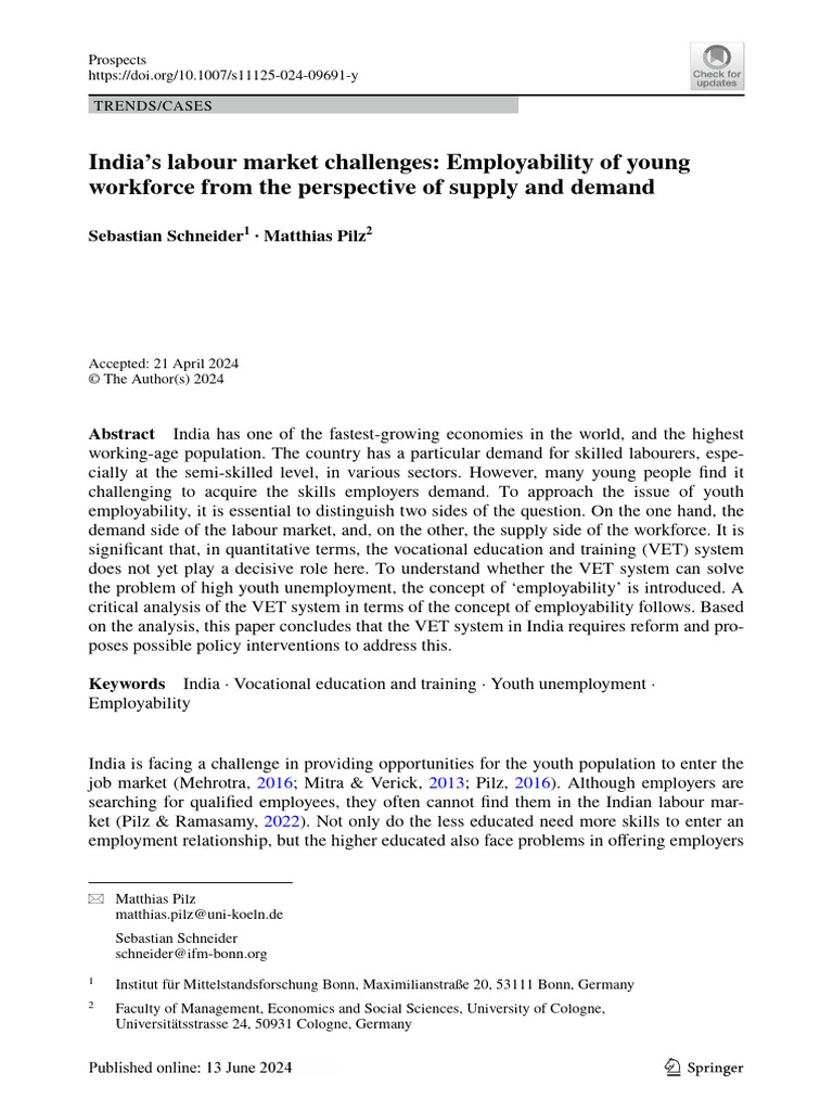 Indias Labour Market Challenges Employability of Young 20ojn41h2l | PDF