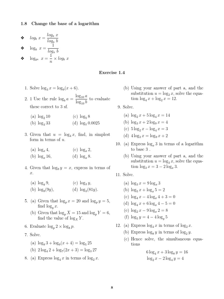 Log Exercise For Yr10 FP Maths | PDF