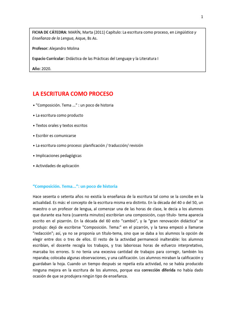La Escritura Como Proceso | PDF