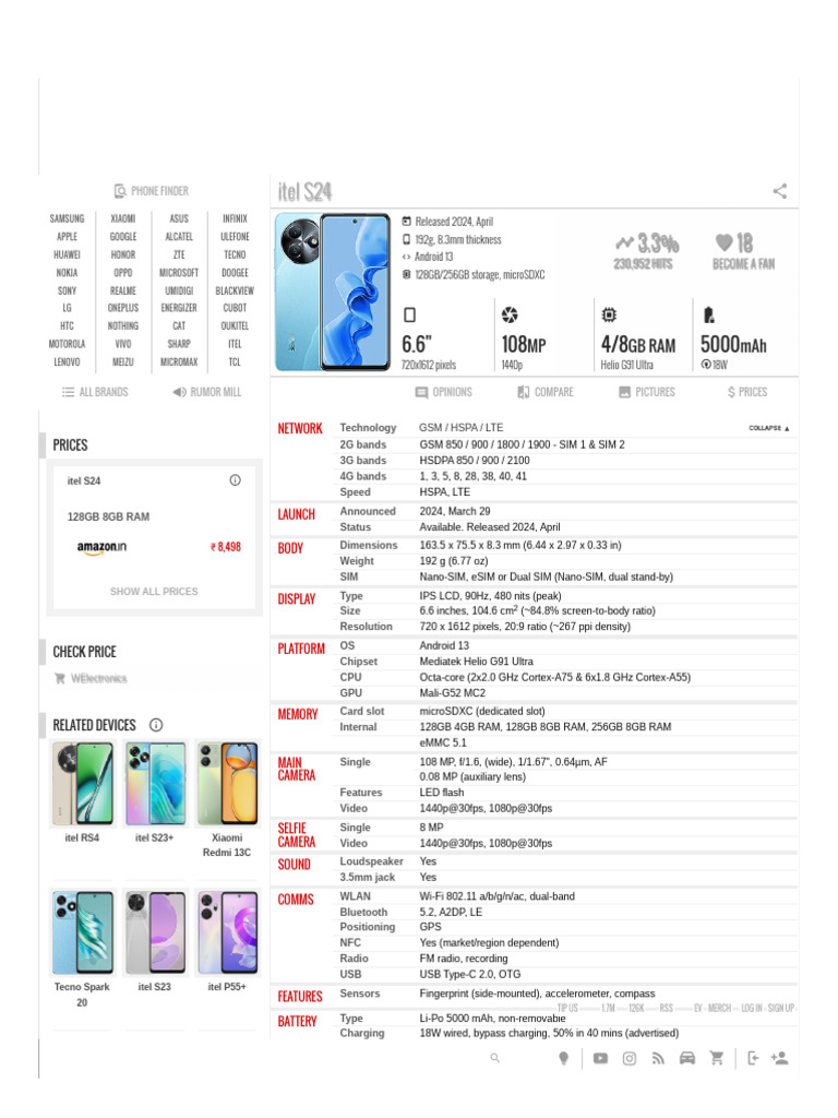 Itel S24 - Full Phone Specifications | PDF