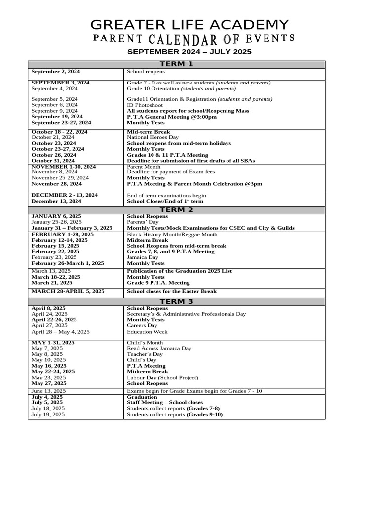 Calendar of Events 2023 2024 | PDF