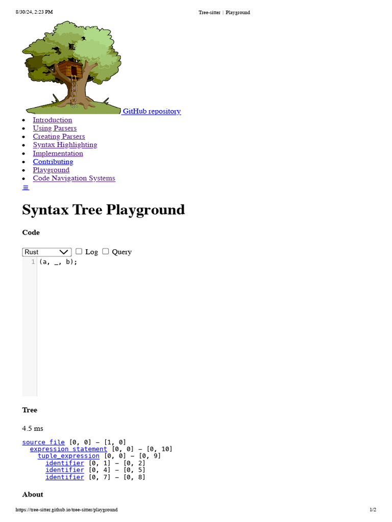 Tree-sitter｜Playground | PDF