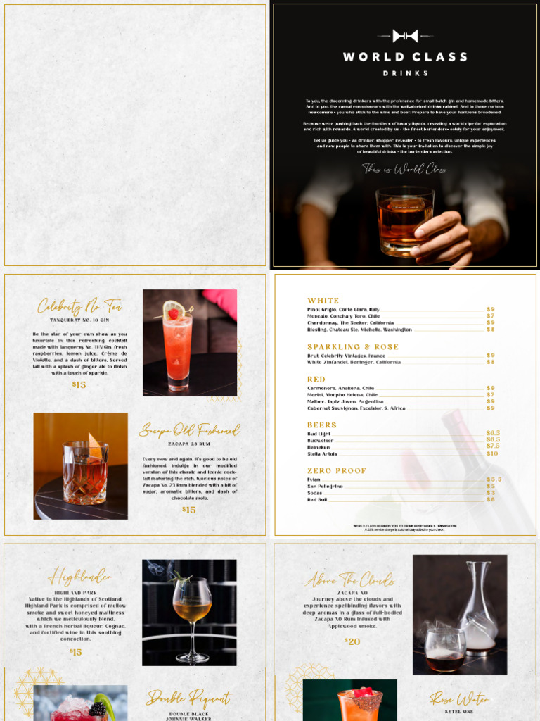 Beyond World Class Bar Menu | PDF