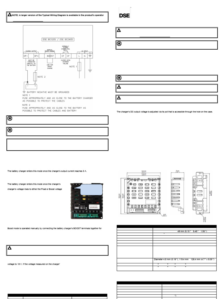 DSE BC1205 DSE BC2405 Installation Manual | PDF