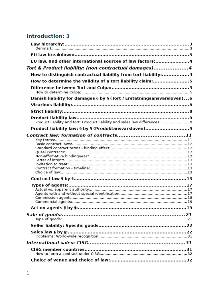 International Business Law - Short Notes | PDF