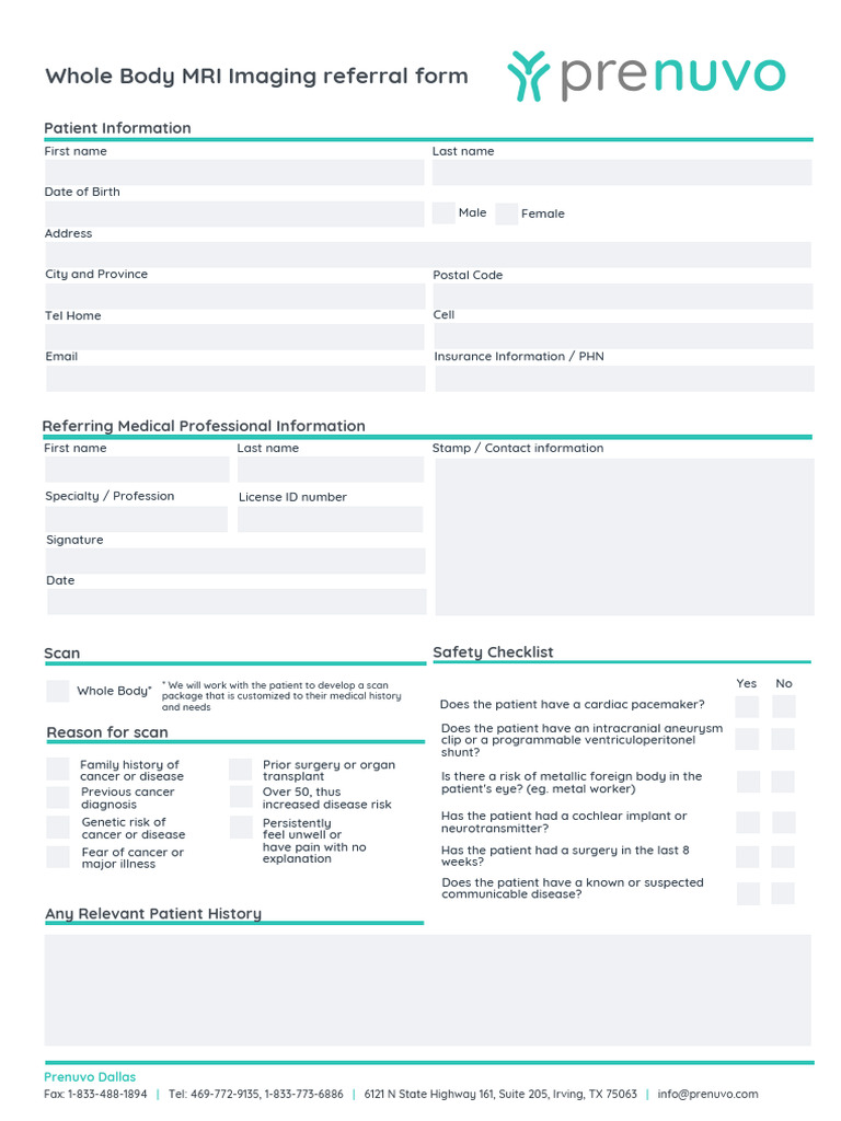 Prenuvo-Dallas Referral Form | PDF