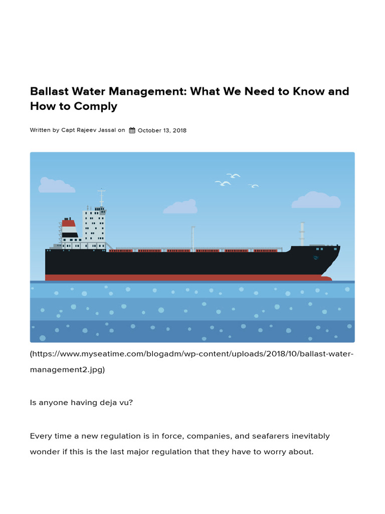 Ballast Water Management - What We Need To Know and How To Comply ...