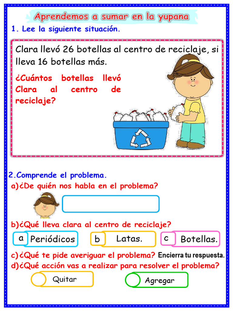 Sumar con Yupana: Ejercicios para Primaria | PDF