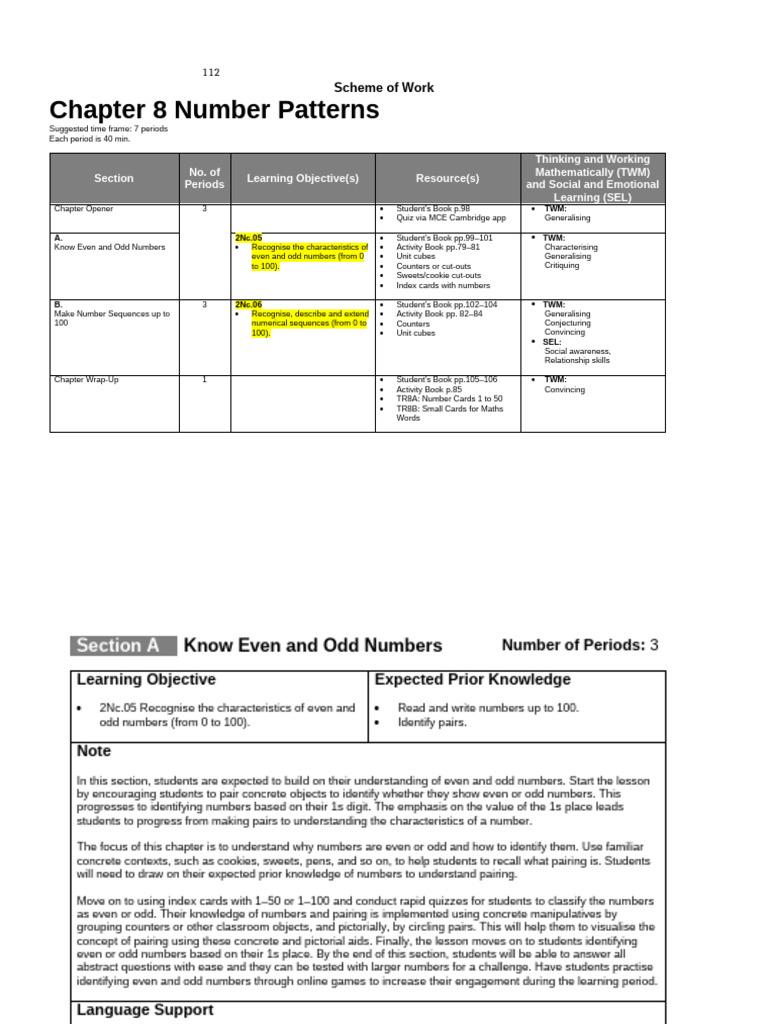MCE Cambridge Primary Maths 2E Stage2 SOW and LP C08 | PDF