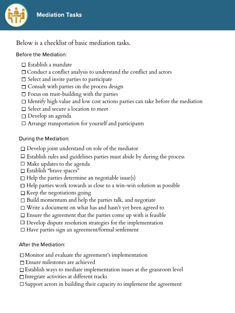 Mediation Tasks | PDF