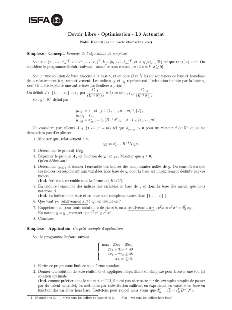 DL 1 Théorie Simplexe | PDF