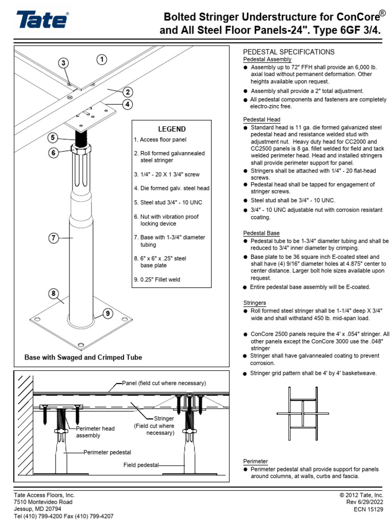 Tate Type 6GF 0.75 Pedestal Bolted Stringer Datasheet 24in | PDF ...