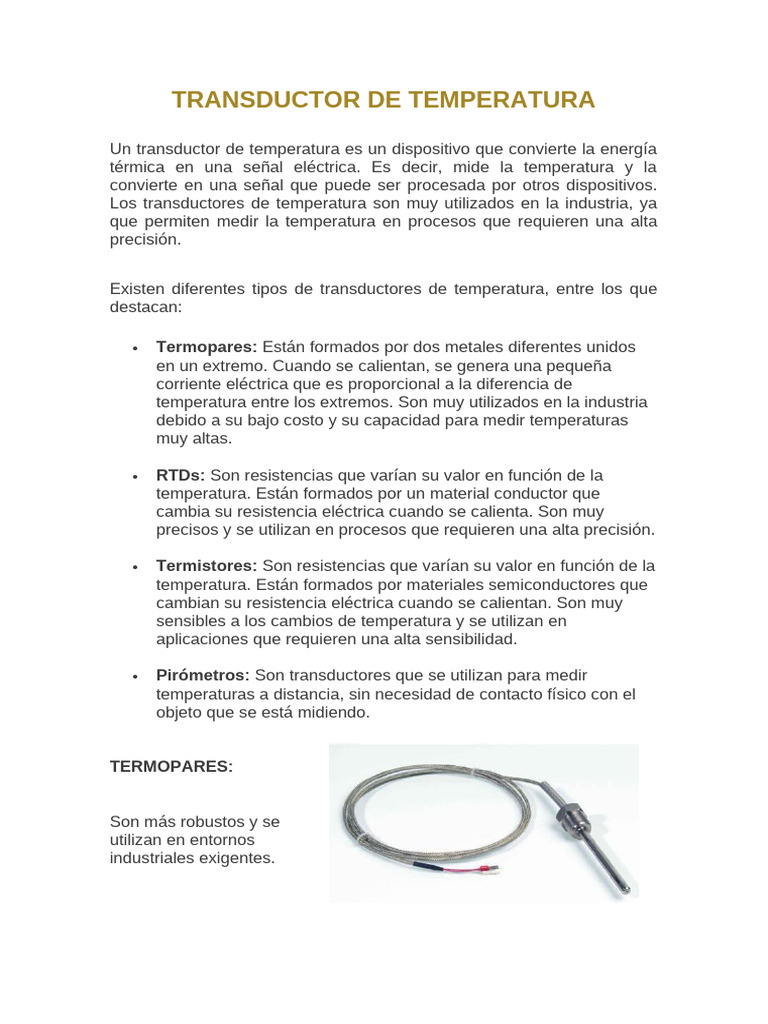 Transductor de Temperatura | PDF