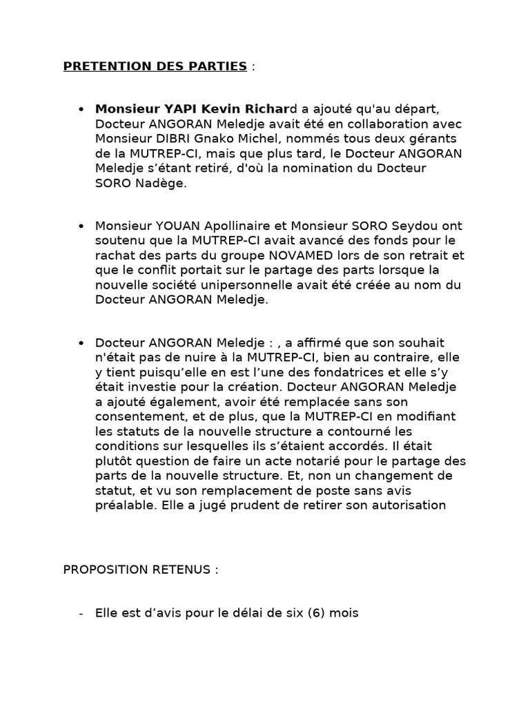 Pretention Des Parties | PDF