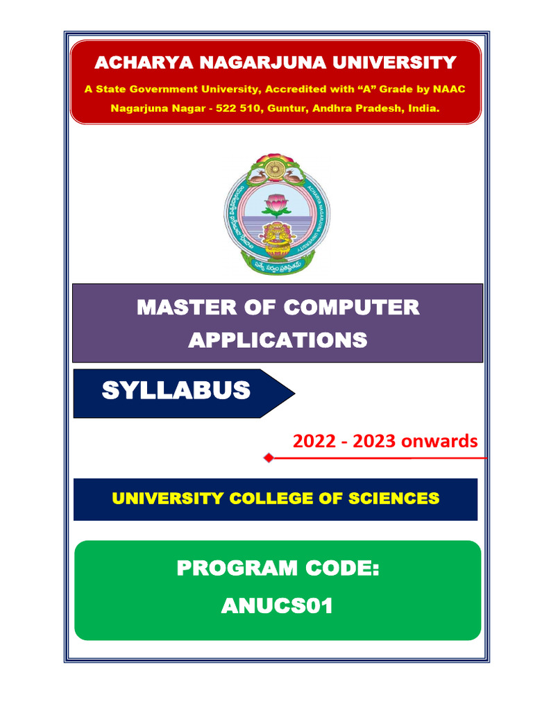 ANUCS01-MCA-CSE-2022-23 Syllabus With Co's-Pos Mapping Final File 20.06 ...