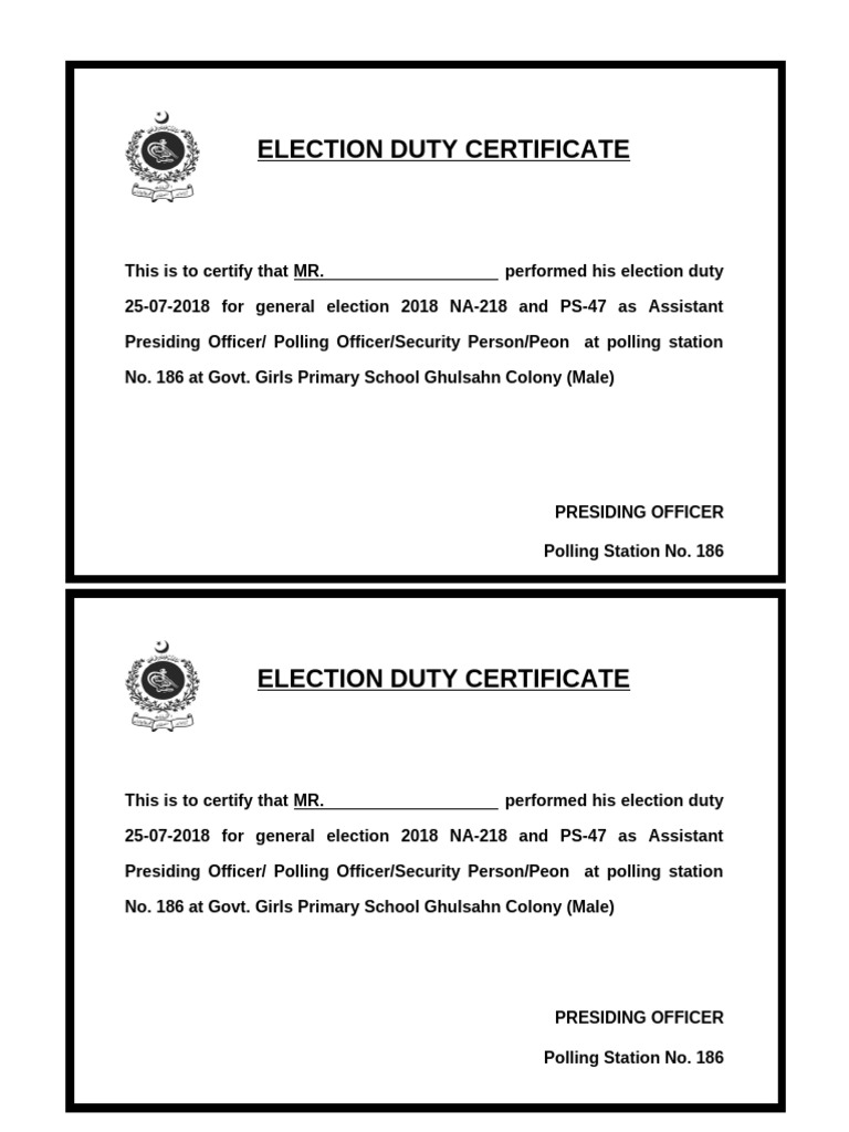 Election Duty Certificate4 | PDF