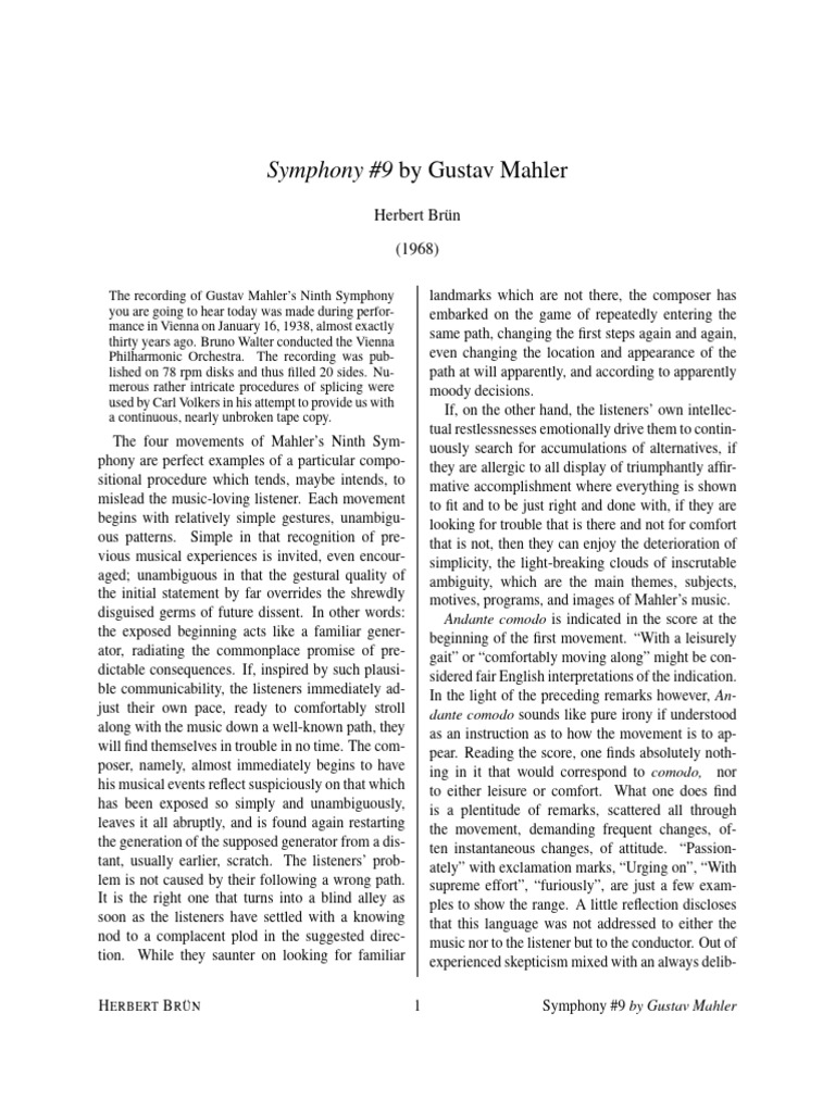 Mahler Symphony 9 | PDF
