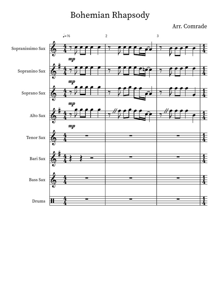 Partitura Ensemble Bohemian Raphsody | PDF