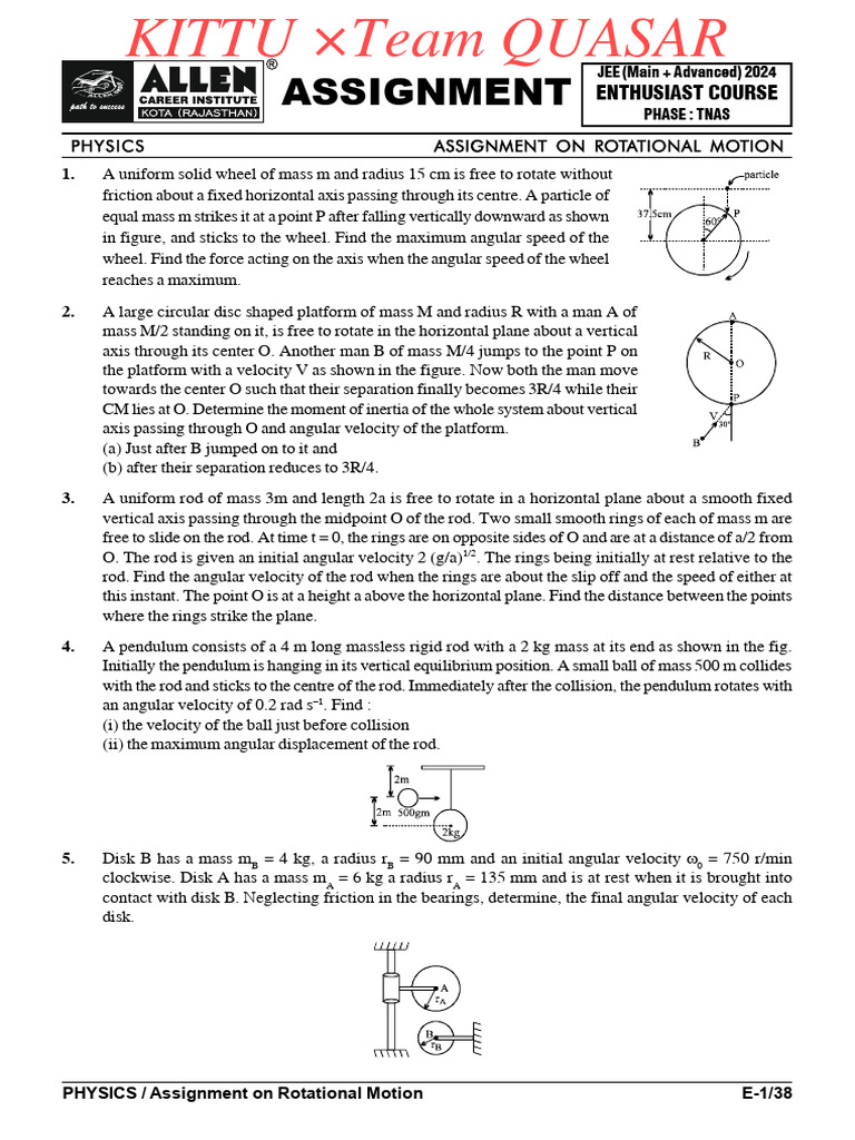 10 - Assignment On Rotational Mitnxxmgdmdjydiotion With Ans (Eng) | PDF