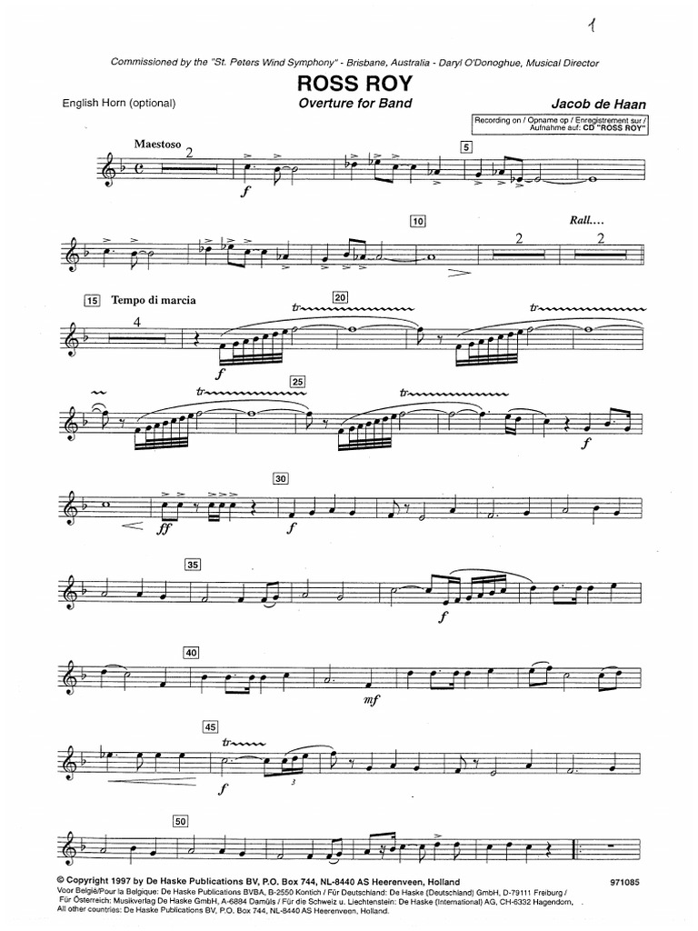 Corno Inglés - Ross Roy (Jacob de Haan) | PDF