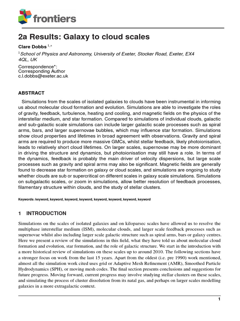 2a Results: Galaxy To Cloud Scales: Clare Dobbs | PDF | Interstellar ...