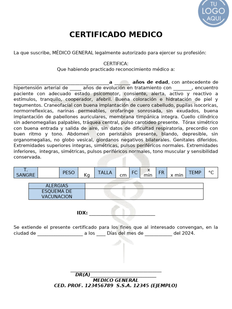 15.- CERTIFICADO MEDICO HIPERTENSION | PDF