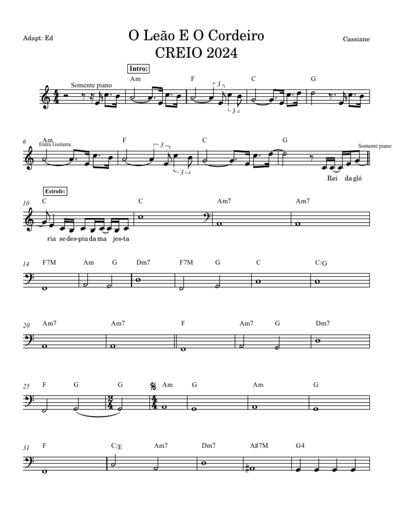 O Leão e o Cordeiro - Cifra | PDF