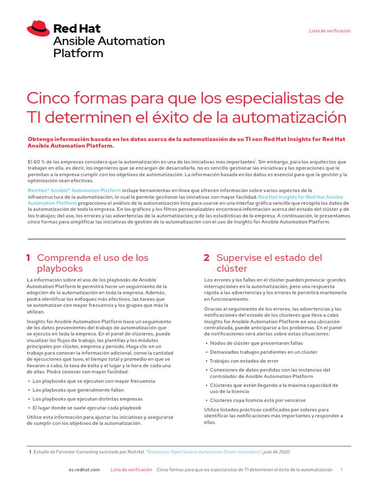 Ma Insights For Ansible Automation Platform It Pro Checklist f28830 ...