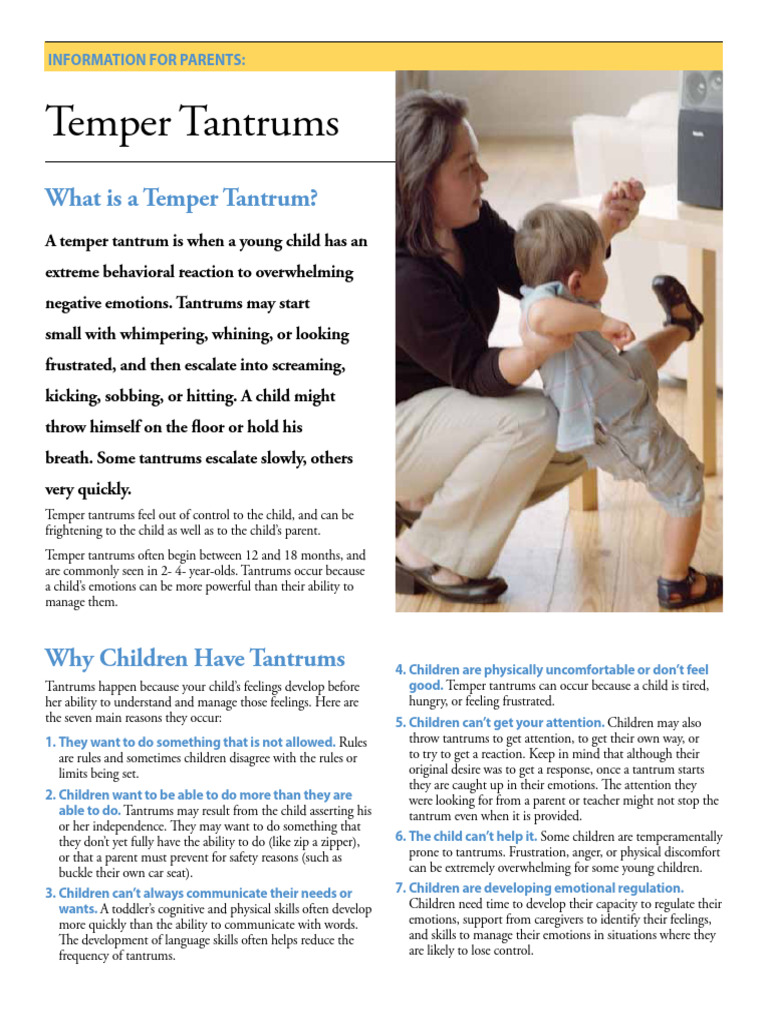 Information For Parents Temper Tantrums | PDF