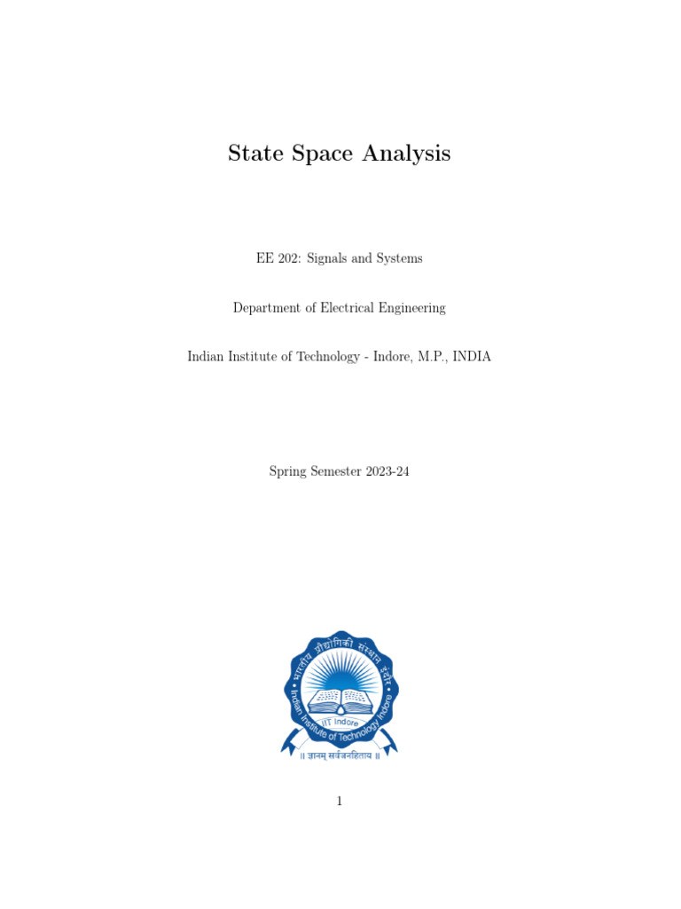 Module 7 - State Space Analysis | PDF