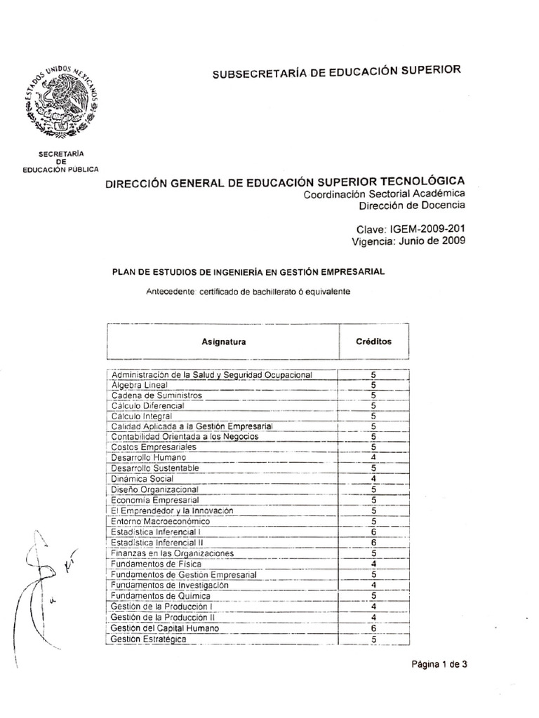 Plan de Estudios IGE - 2022 | PDF