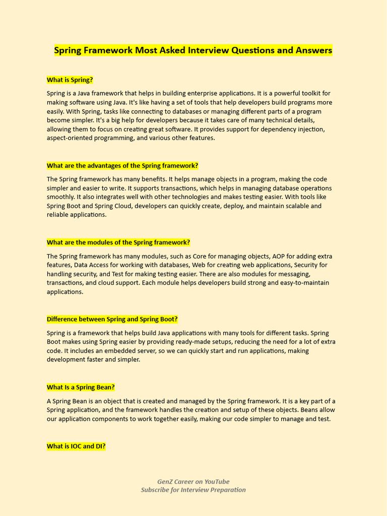 Step 3 - Spring Framework Interview Questions and Answers | PDF