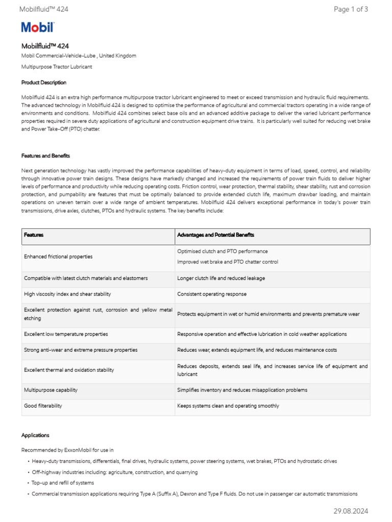 GL XX Mobilfluid 424 | PDF