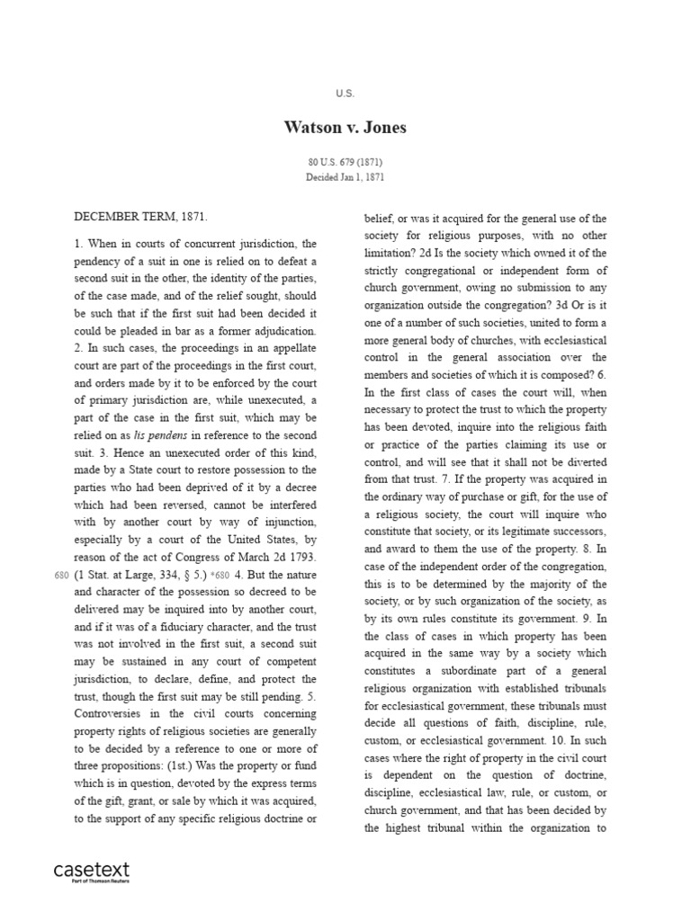 Watson v. Jones | PDF