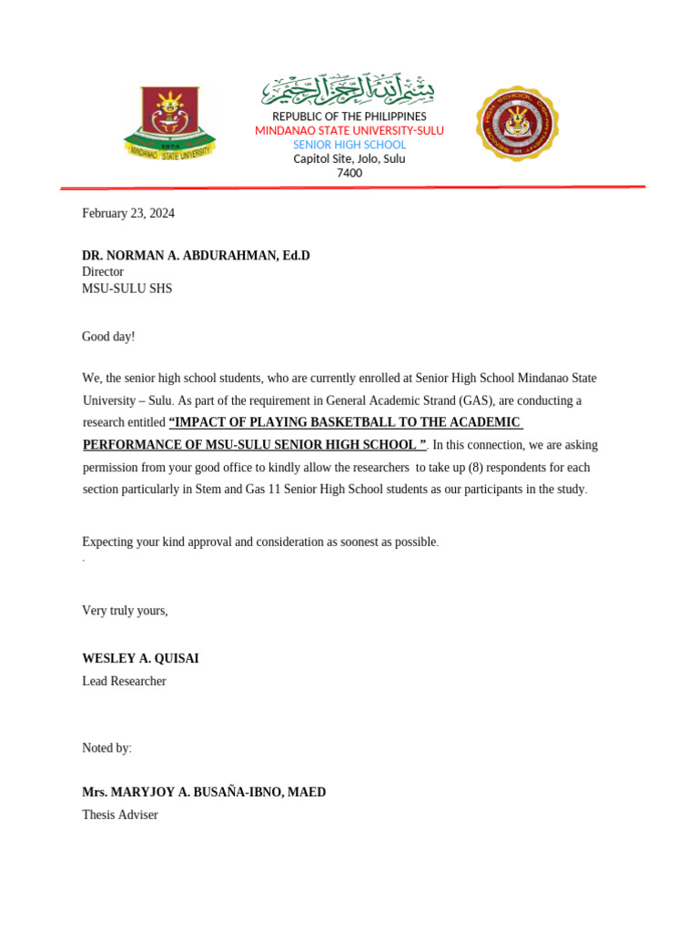 Letter-Of-Permission For Research | PDF