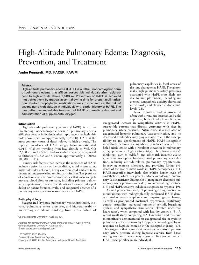 High Altitude Pulmonary Edema Diagnosis,.16 | PDF