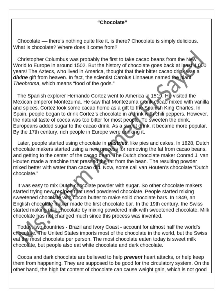 14.Non-fiction Information Text Chocolate, Mona Lisa | PDF